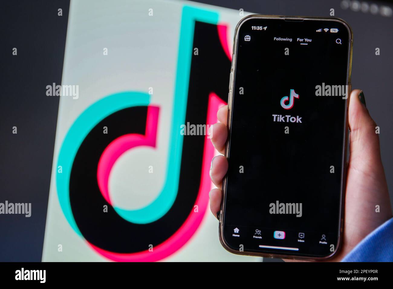 In this photo illustration, a Tik Tok logo seen on a smartphone ...