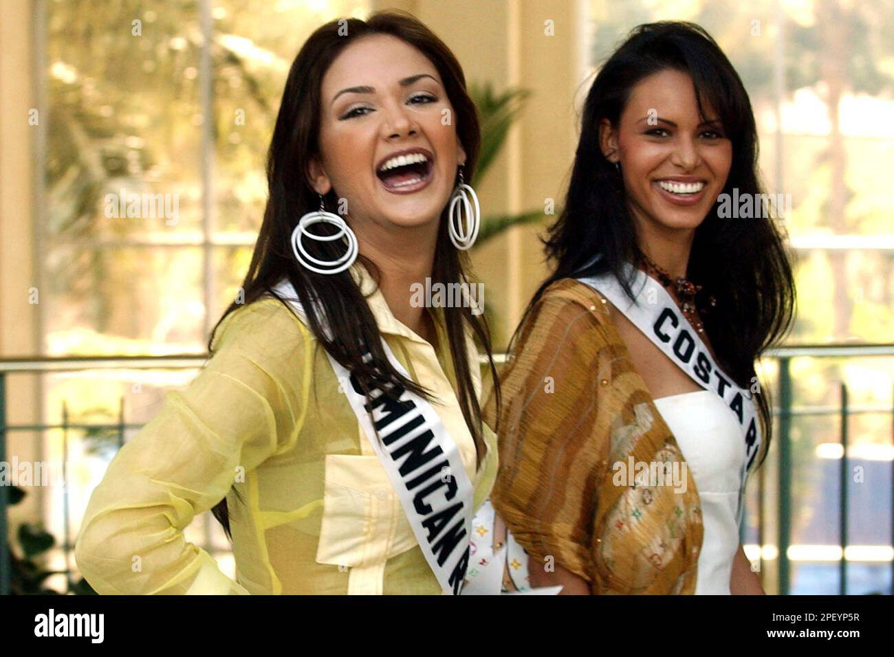 Larimar Fiallo, Miss Dominican Republic, left, and Nancy Soto, Miss ...
