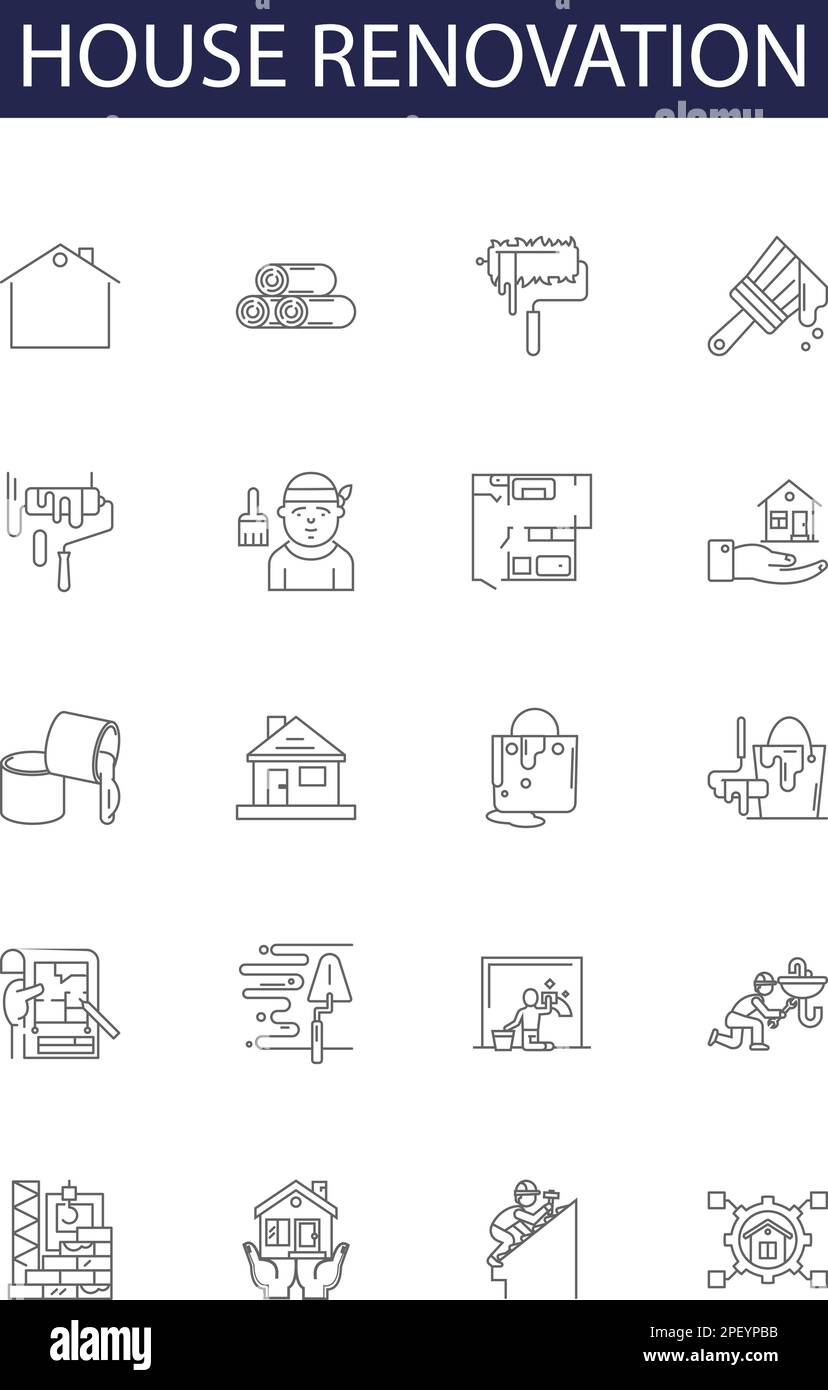 House renovation line vector icons and signs. House, Remodel, Refurbish ...