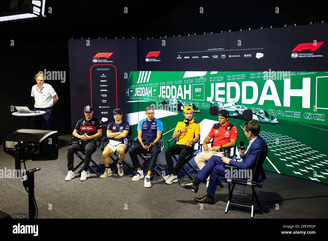 Jeddah, Saudi Arabia. 16th Mar, 2023. (L to R): Valtteri Bottas (FIN ...