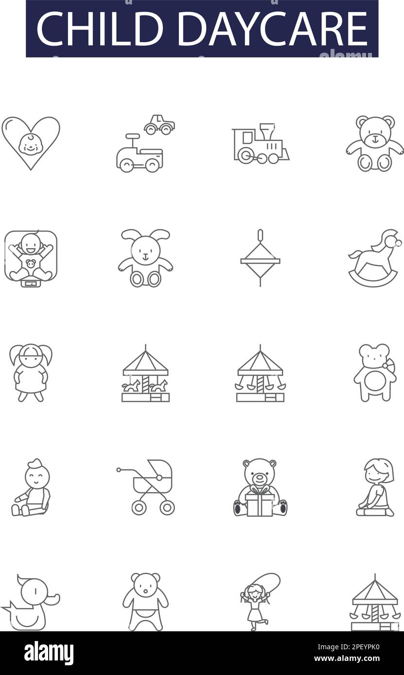 Child daycare line vector icons and signs. Childcare, Nursery ...
