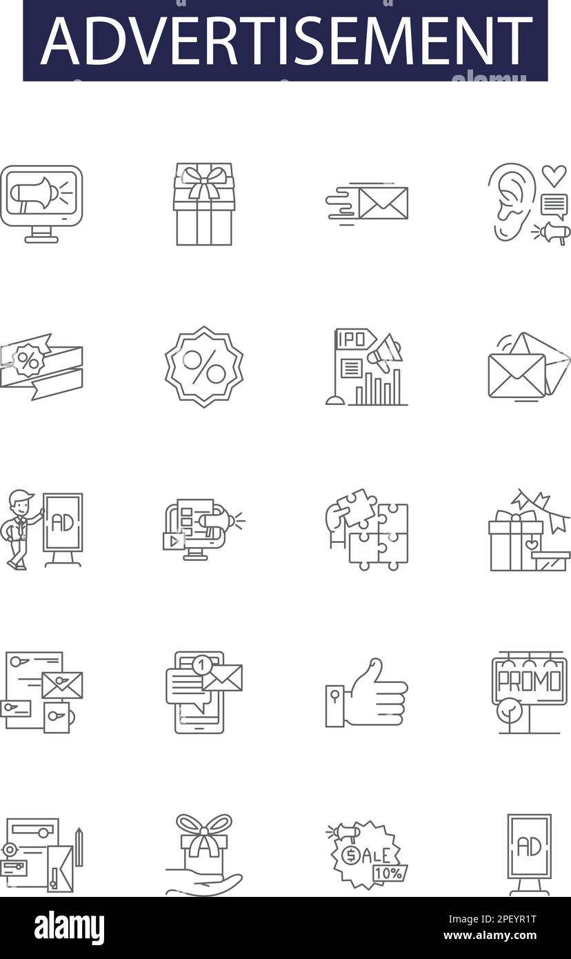 Advertisement line vector icons and signs. Ads, Billboards, Bogofs ...