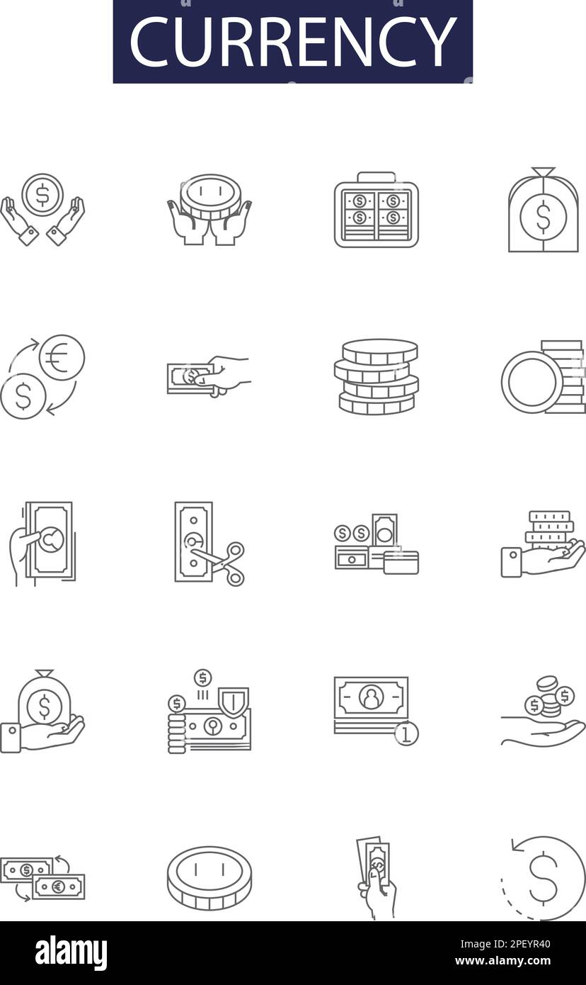 Currency line vector icons and signs. finance, business, money ...