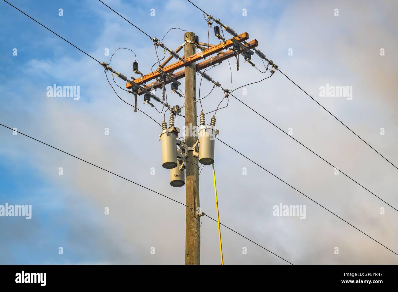 Power pole with yellow Telescopic Switch Stick Stock Photo - Alamy