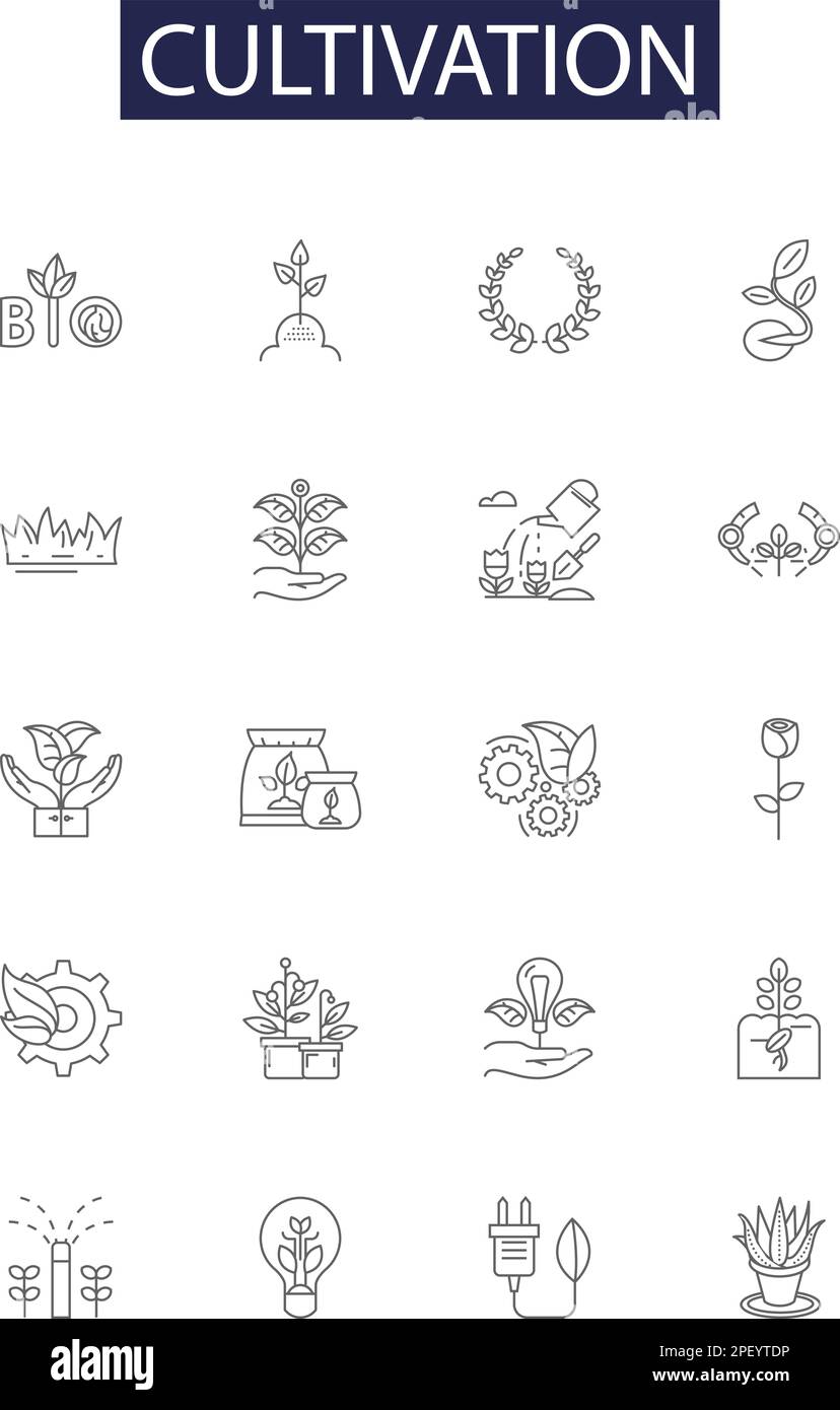 Cultivation line vector icons and signs. Growing, Agriculture ...