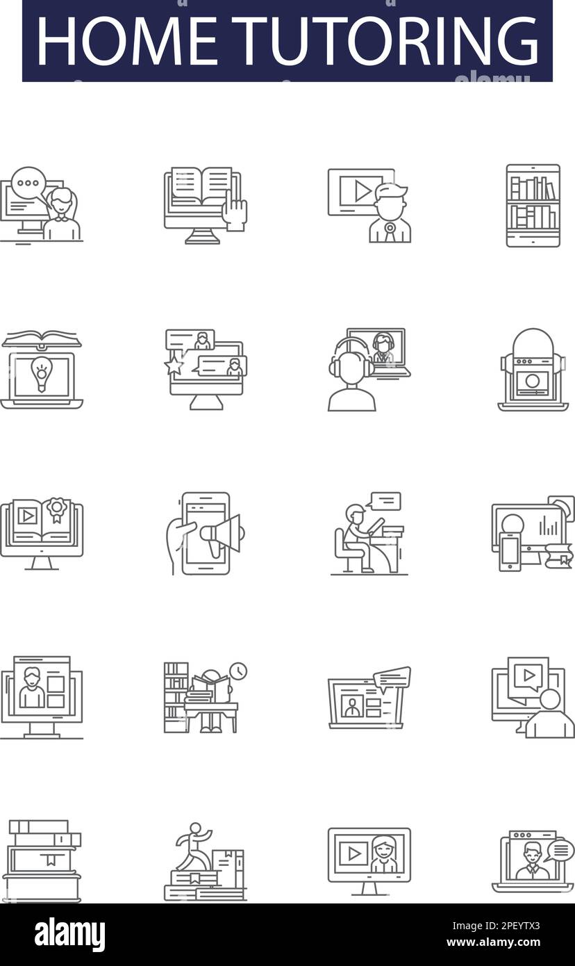 Home tutoring line vector icons and signs. Tutoring, Tuition, Education, Teaching, Instructing ...
