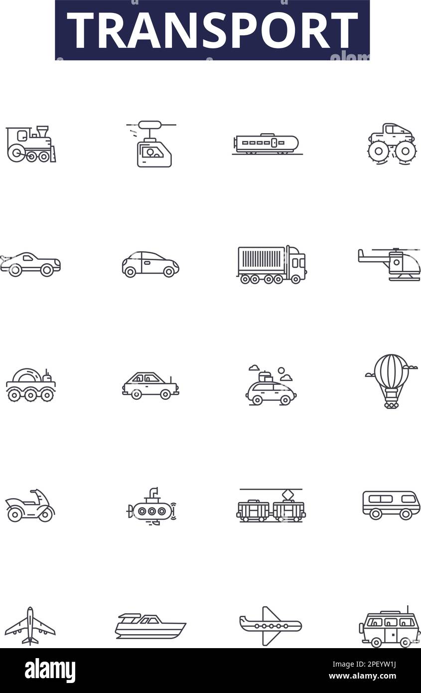 Transport line vector icons and signs. Traffic, Shipment, Freight ...