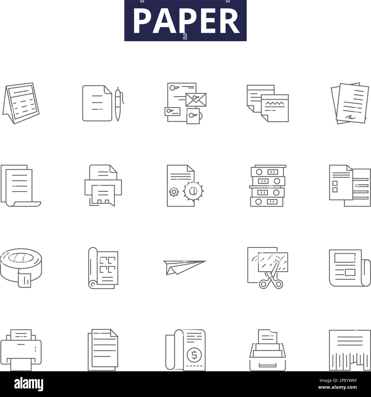 Paper line vector icons and signs. copy, blank, note, writing, scrap ...
