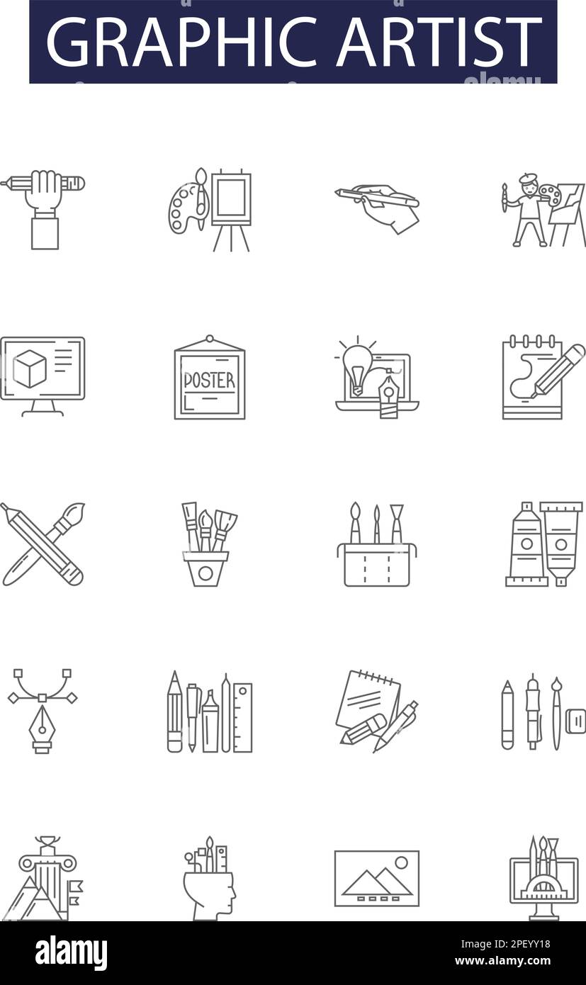 Graphic artist line vector icons and signs. Artist, Design, Art ...