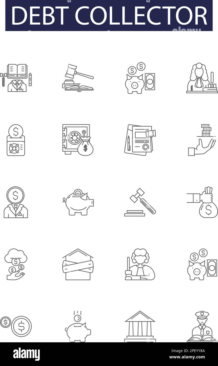 Debt collector line vector icons and signs. Collector, Creditor ...