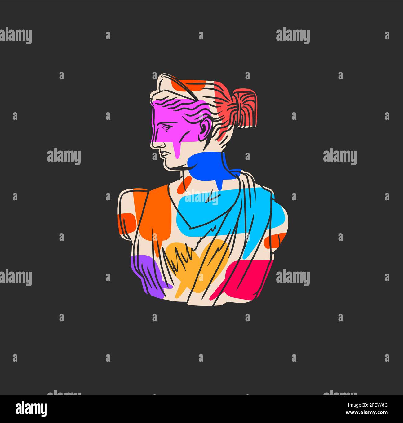 Hand drawn vector abstract outline,graphic,contemporary art greek ...