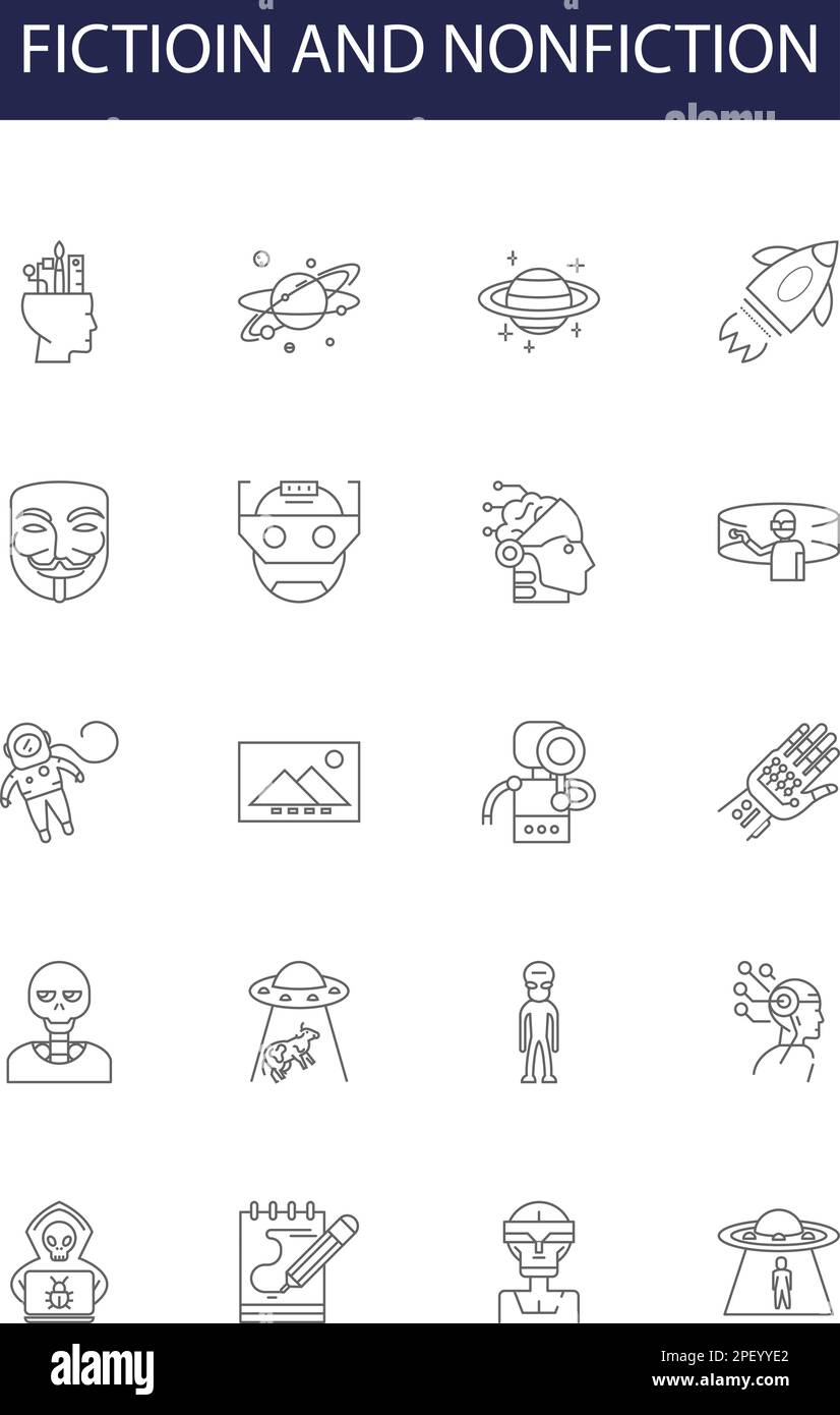 Fictioin and nonfiction line vector icons and signs. fiction ...