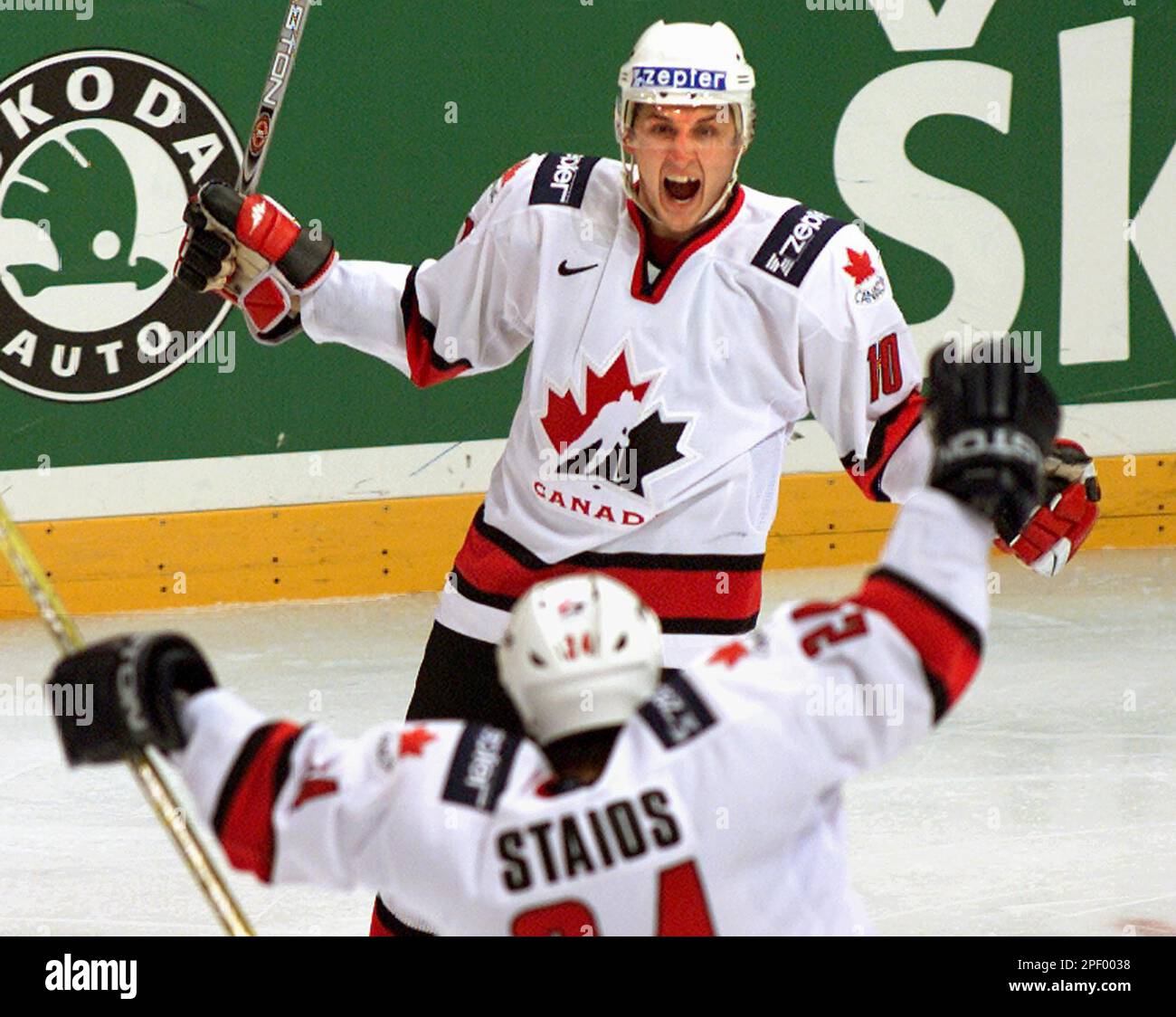 Canada's Shawn Horcoff celebrates his game-winning goal against ...