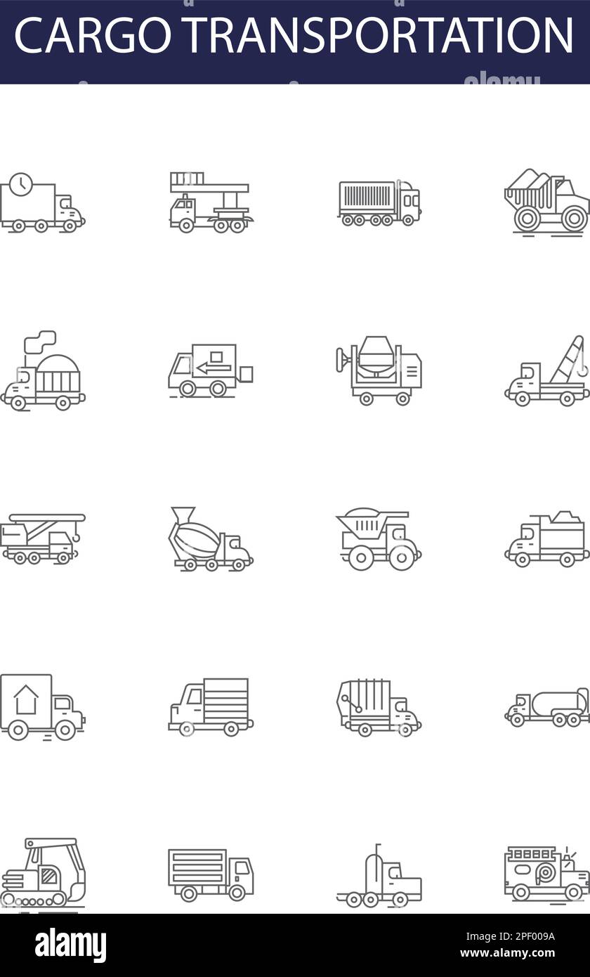 Cargo transportation line vector icons and signs. Logistics, Freight ...