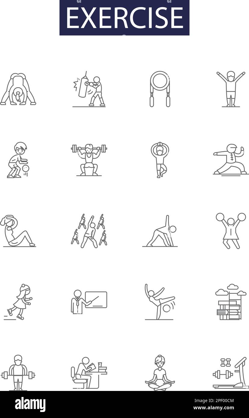 Exercise Line Vector Icons And Signs Exercise Gym Fitness Aerobics