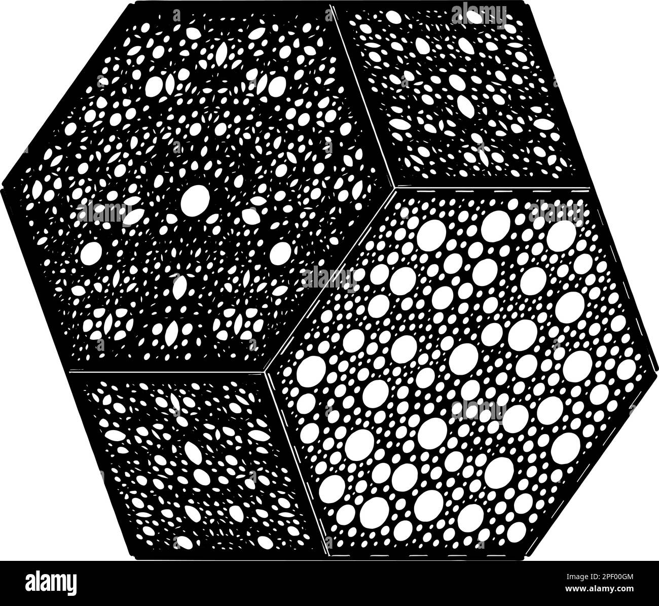 Perforated Polyhedron With Hexagon And Square Sides Solid Shape Vector ...
