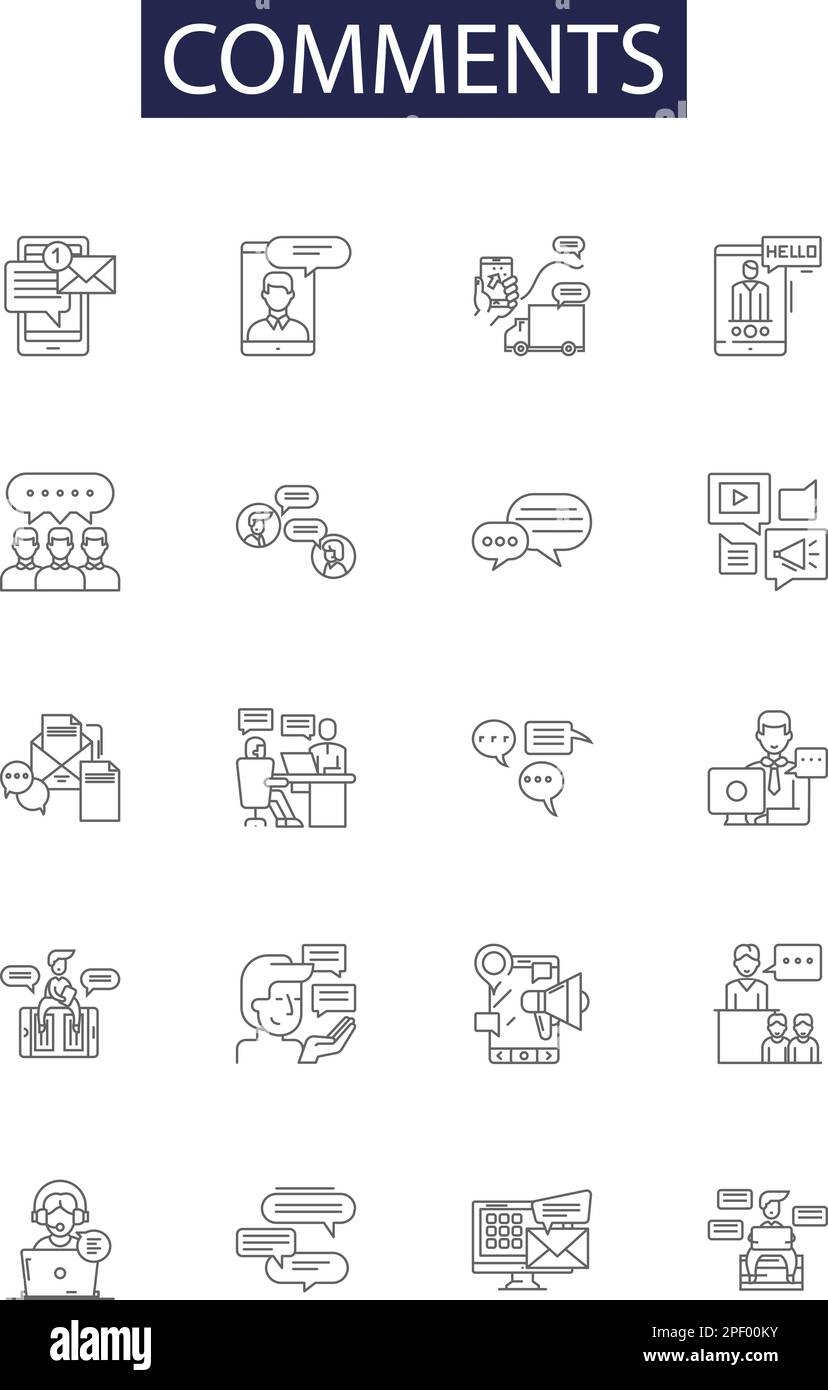 Comments line vector icons and signs. Criticisms, Opinions, Reviews ...