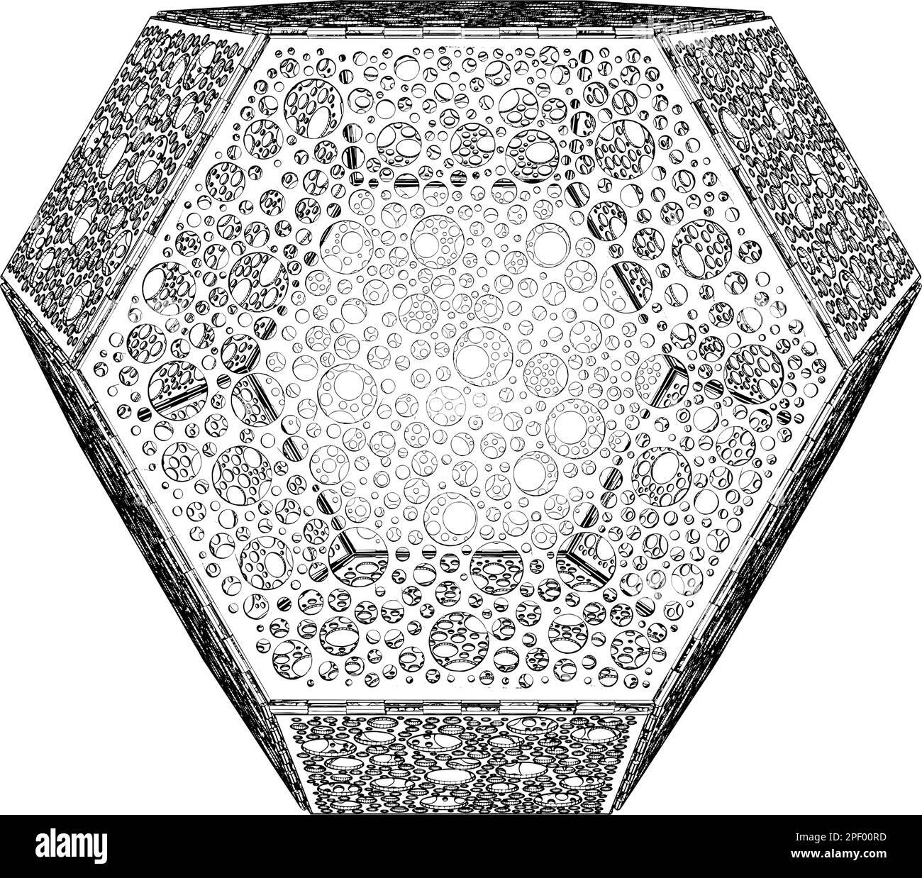 Perforated Polyhedron With Hexagon And Square Sides Solid Shape Vector ...