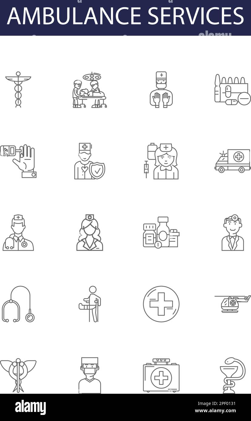 Ambulance services line vector icons and signs. Services, Emergency, Medical, Assistance ...