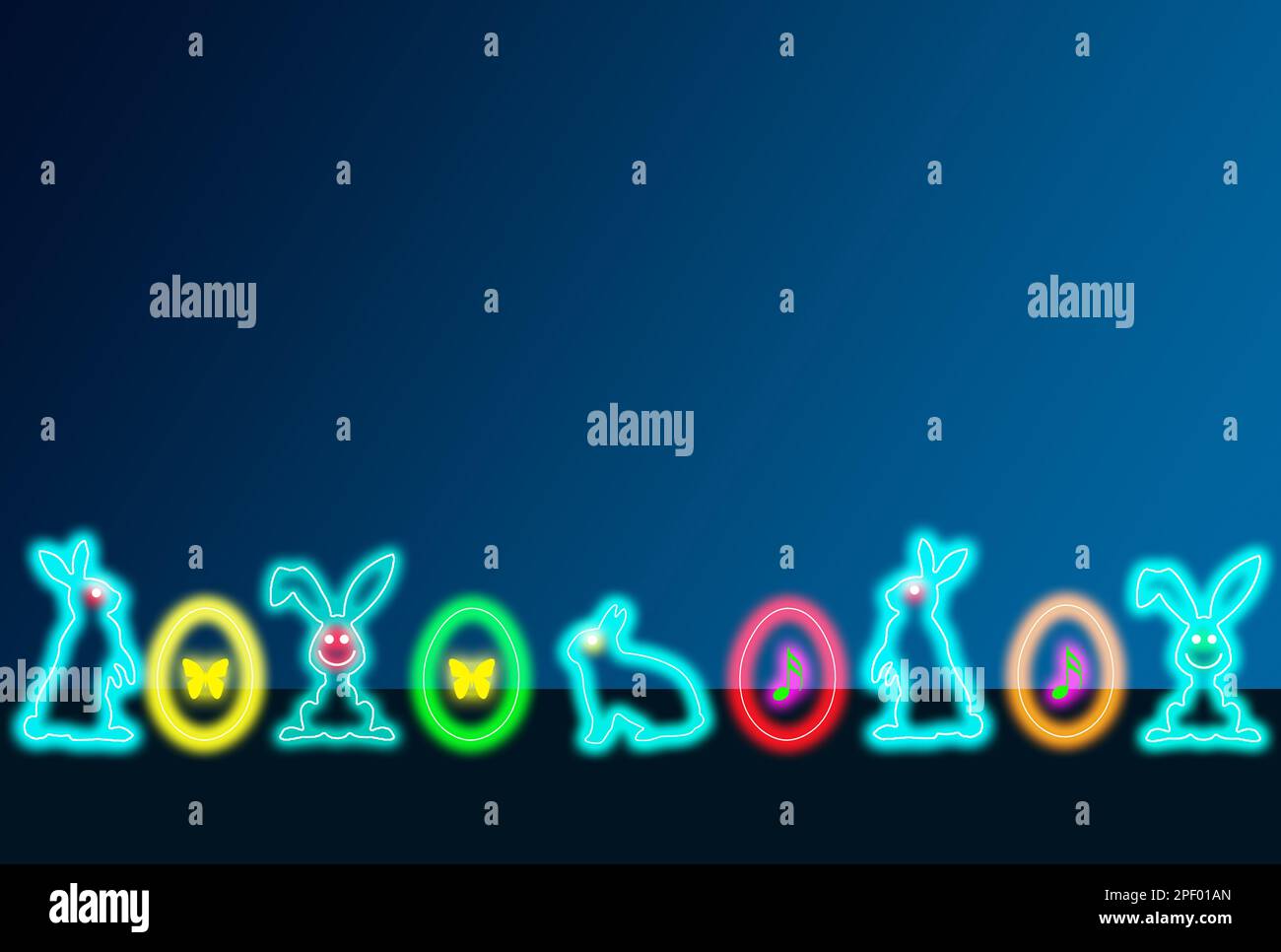 colorful digital Easter eggs and bunnies, creative digital holiday ...