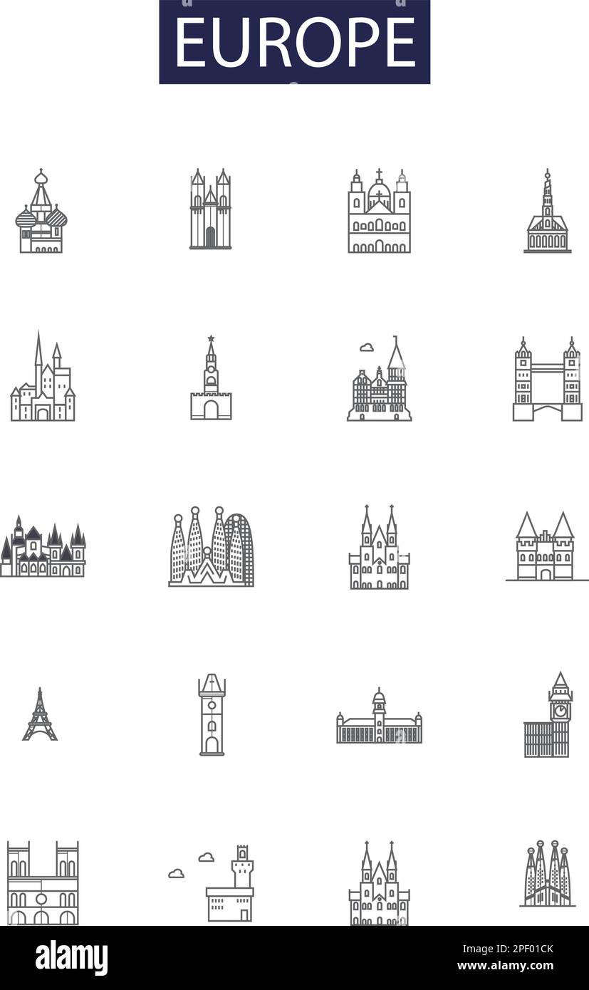 Europe line vector icons and signs. continent, Countries, Geography ...