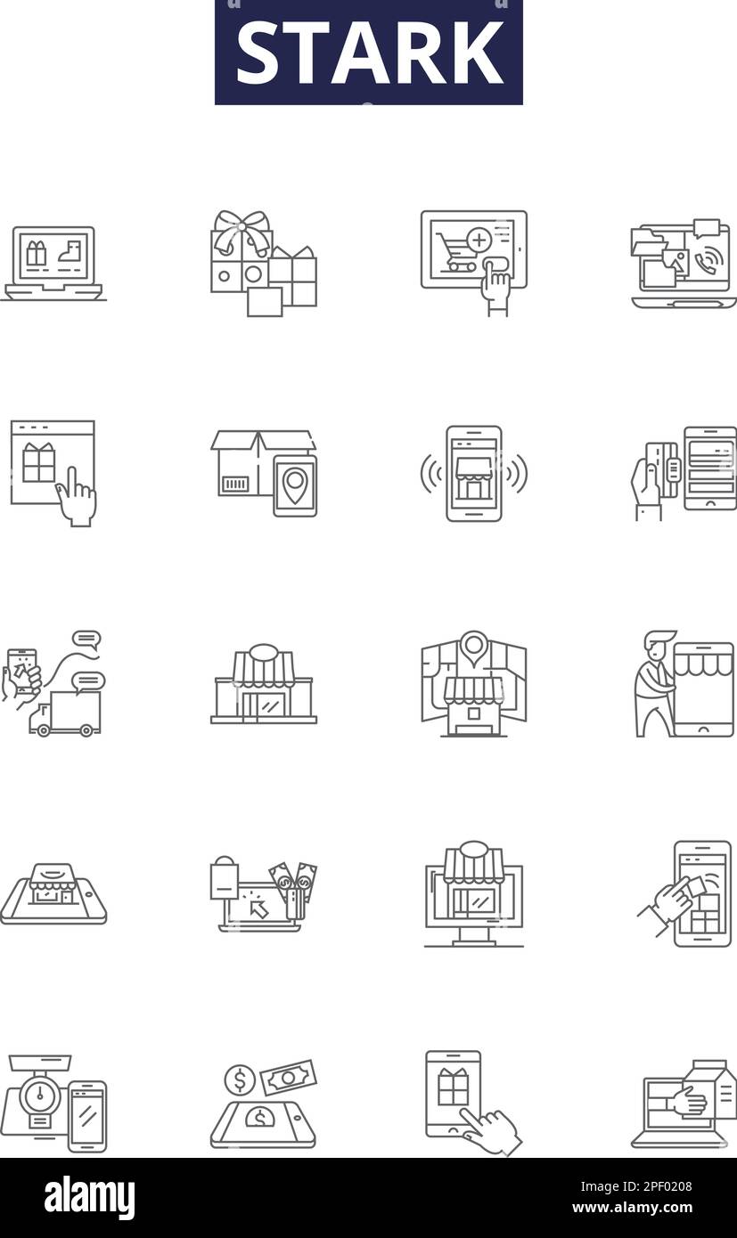 Stark line vector icons and signs. Rigid, Sharp, Defined, Severe, Bold ... Stark line vector icons and signs. Rigid, Sharp, Defined, Severe, Bold ...