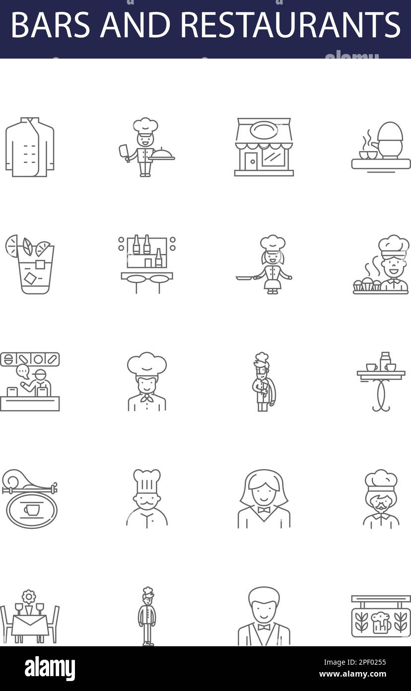 Bars and restaurants line vector icons and signs. Restaurants, Eateries ...