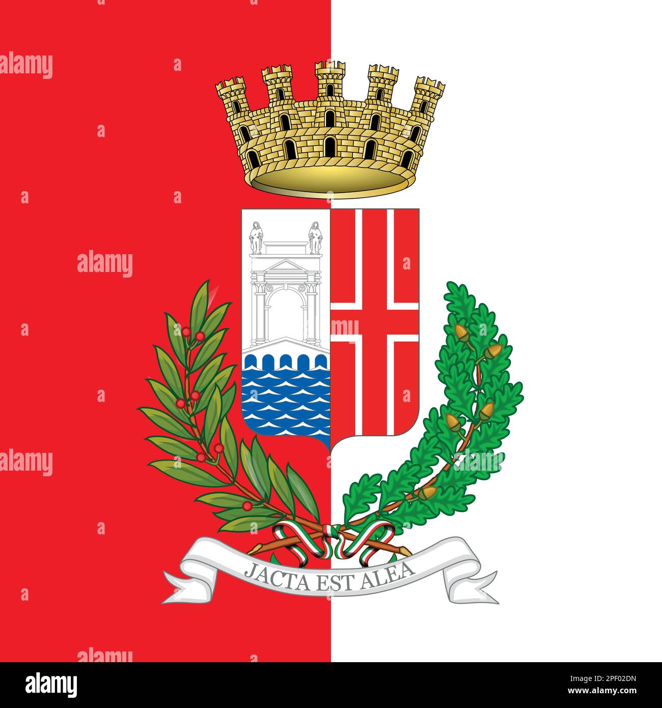 Rimini flag of the city with coat of arms, Emilia-Romagna, Italy ...