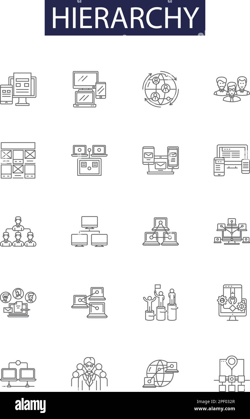 Hierarchy line vector icons and signs. Structure, Rank, Chain, Grade ...