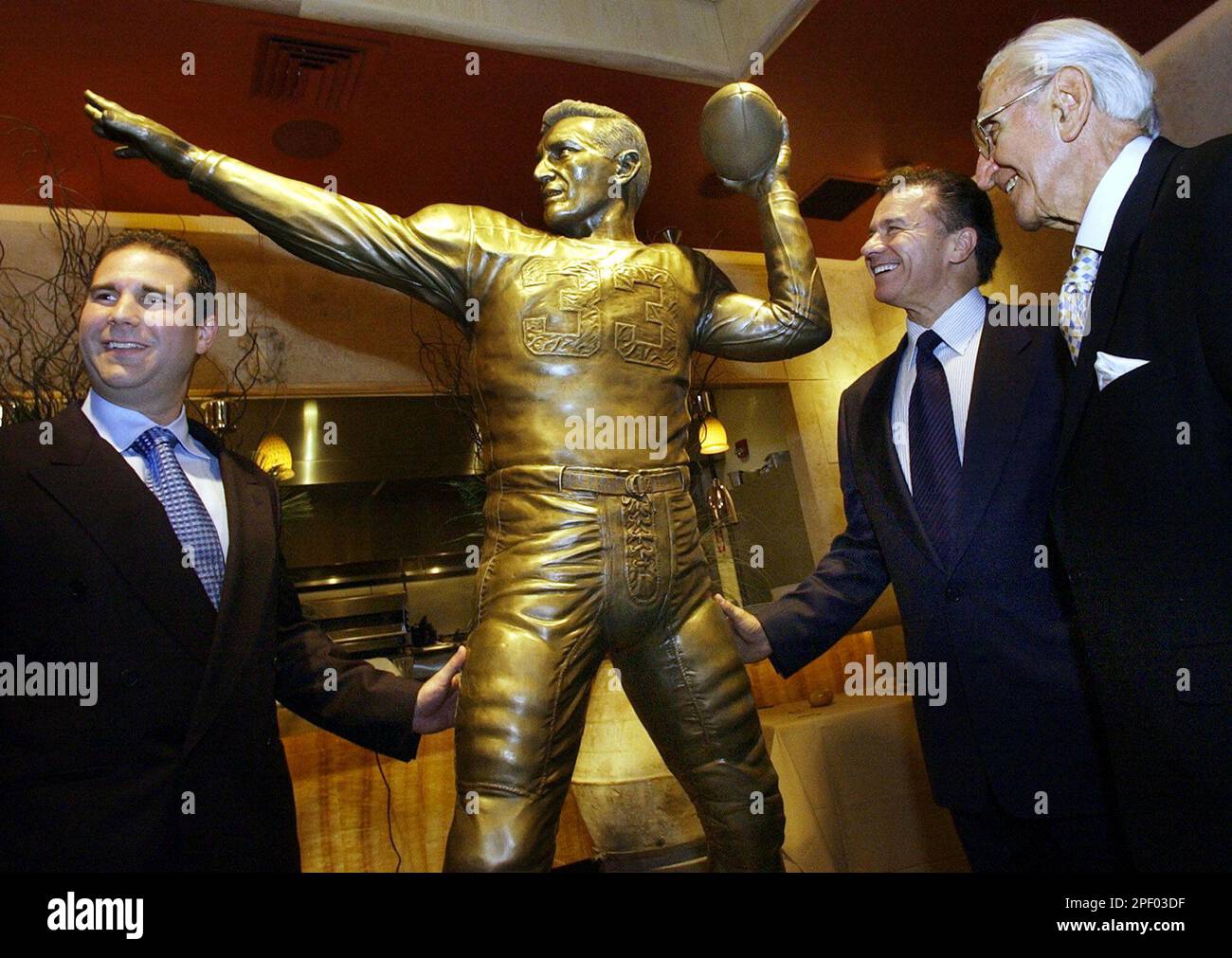 A life-size bronze statue of Boston University's famed sports alumnus ...