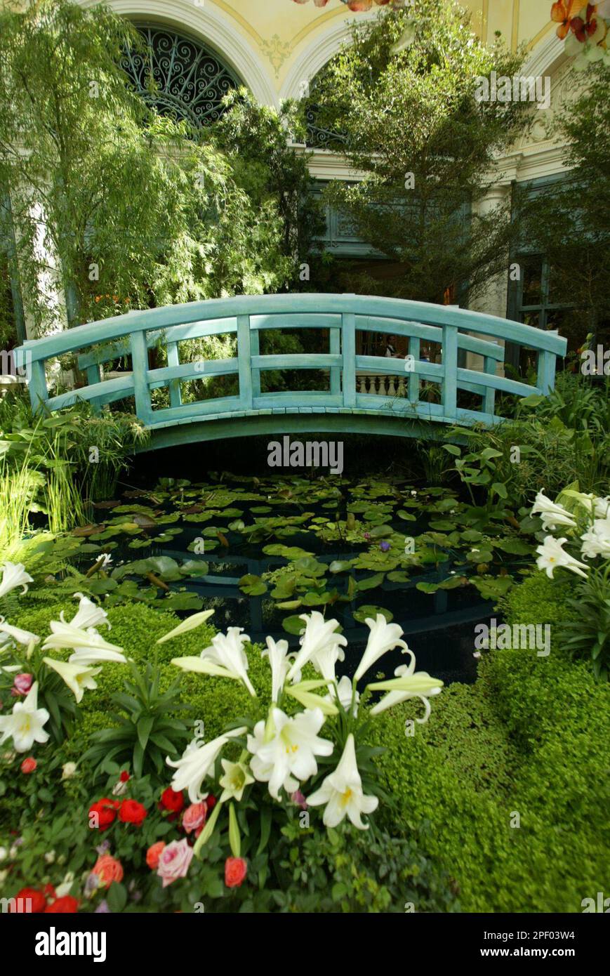 ** ADVANCE FOR THE WEEKEND OF MAY 8 - 9 ** A blue footbridge and green ...