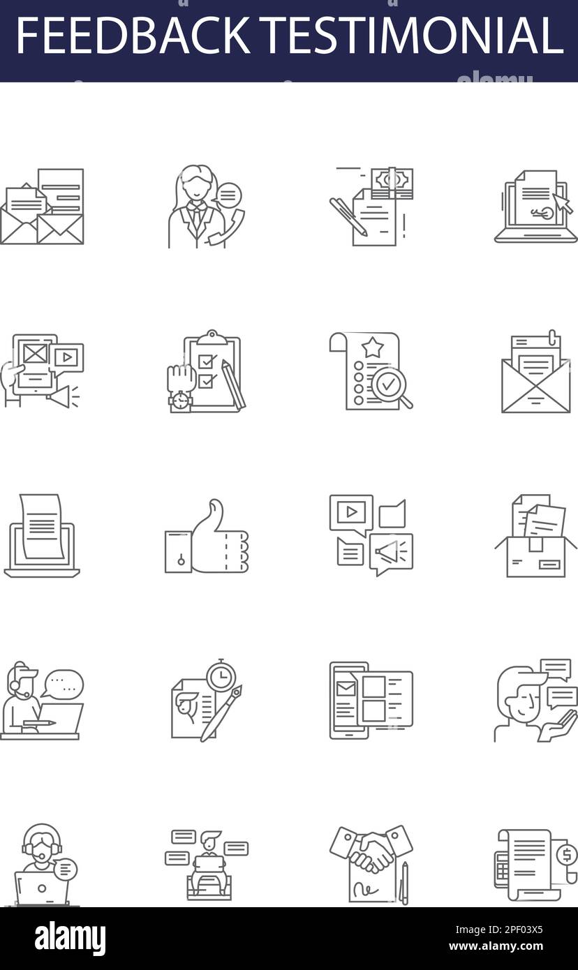 Feedback testimonial line vector icons and signs. Feedback, Review ...
