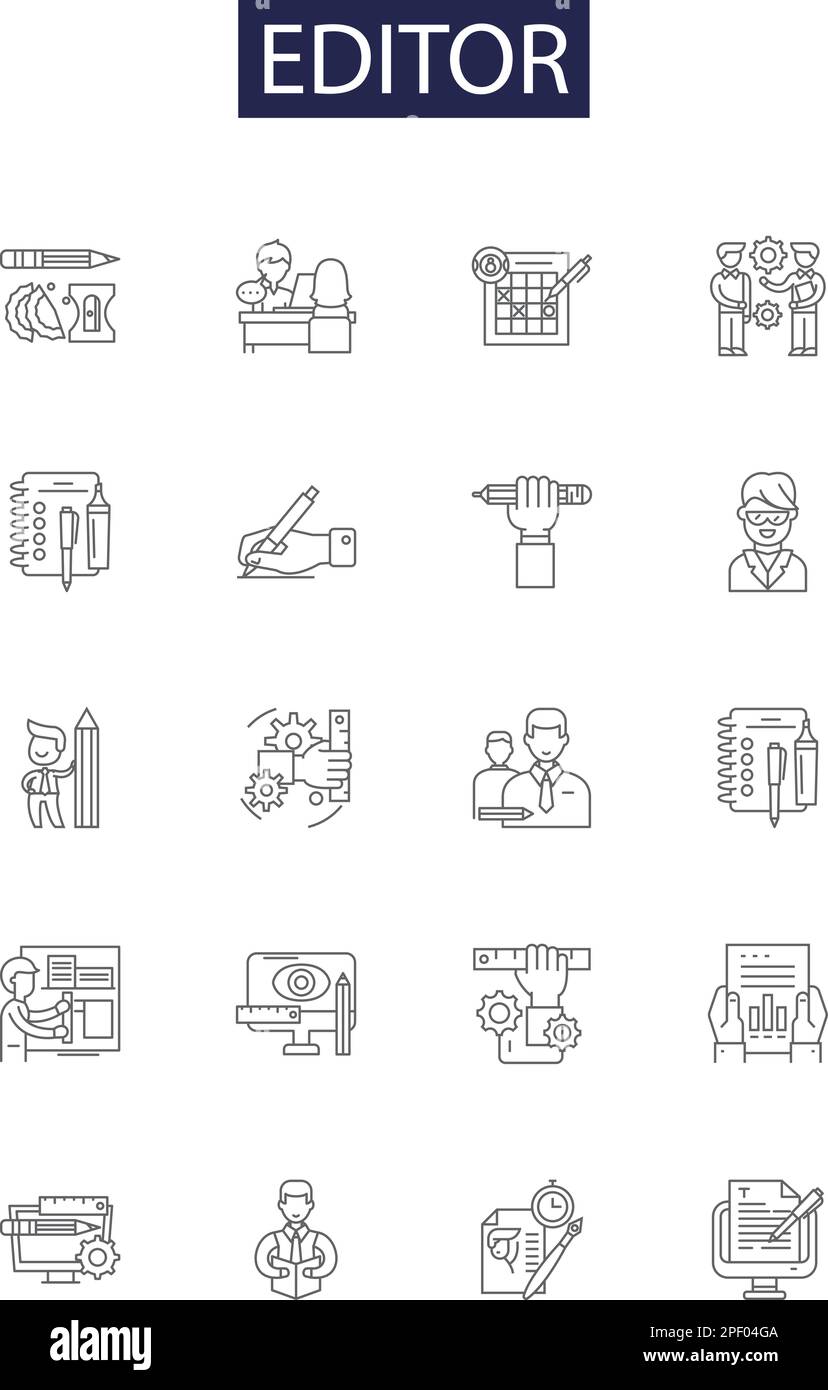Editor line vector icons and signs. video, computer, digital, media, project, software, creative ...