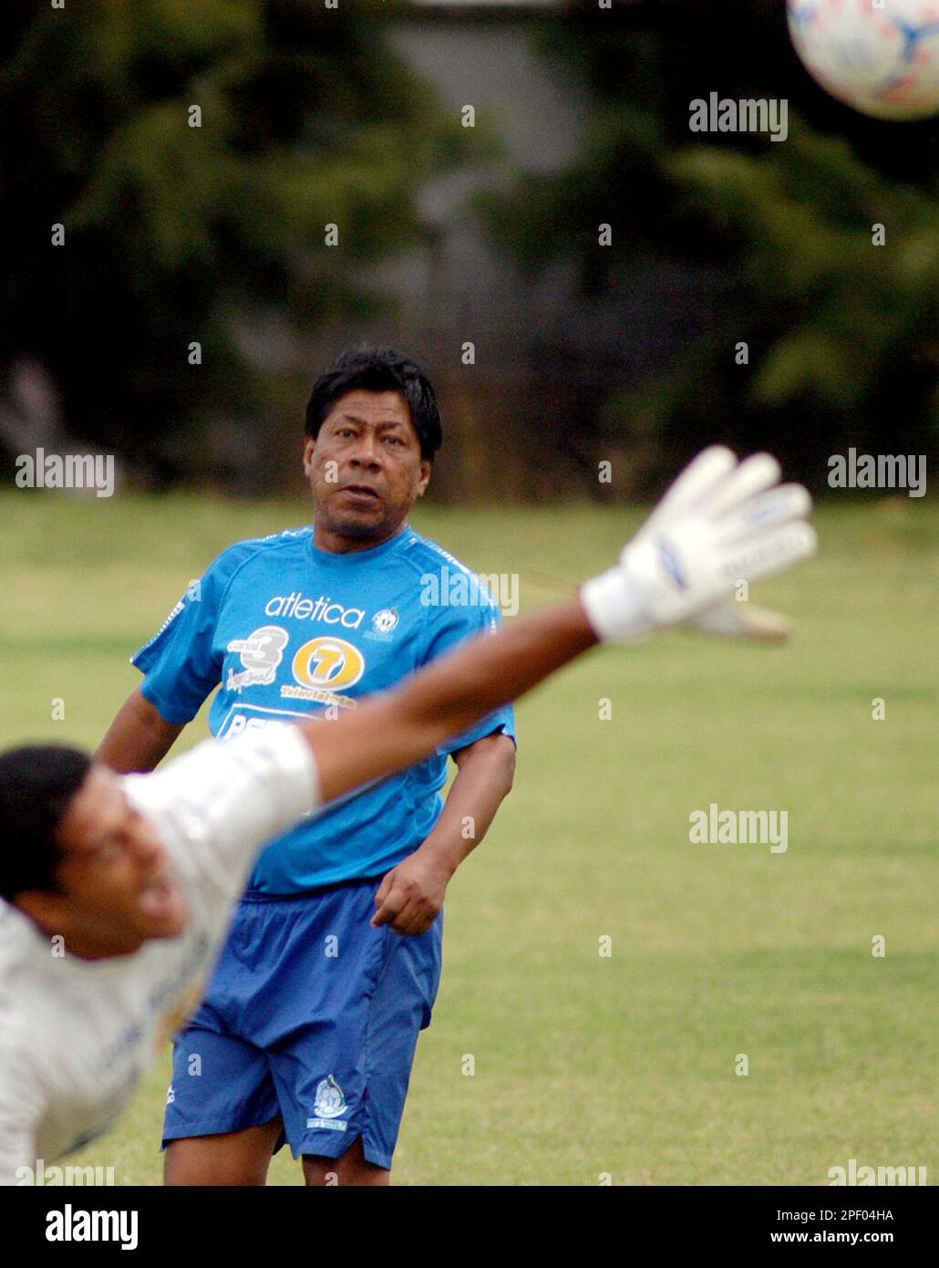 Coach Ramon Maradiaga looks on while the Guatemalan national team practices in Guatemala City ...