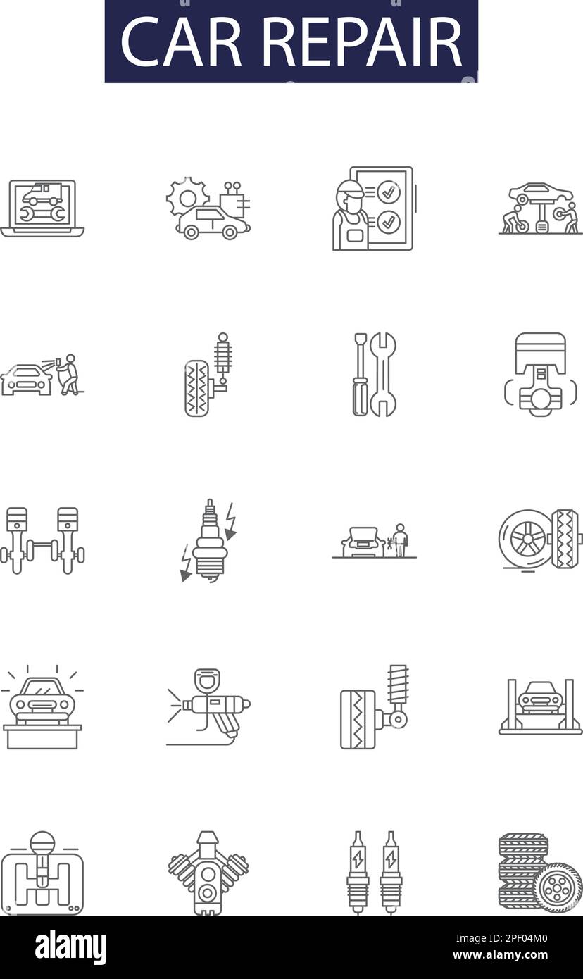 Car repair line vector icons and signs. Towing, Auto, Service, Parts ...