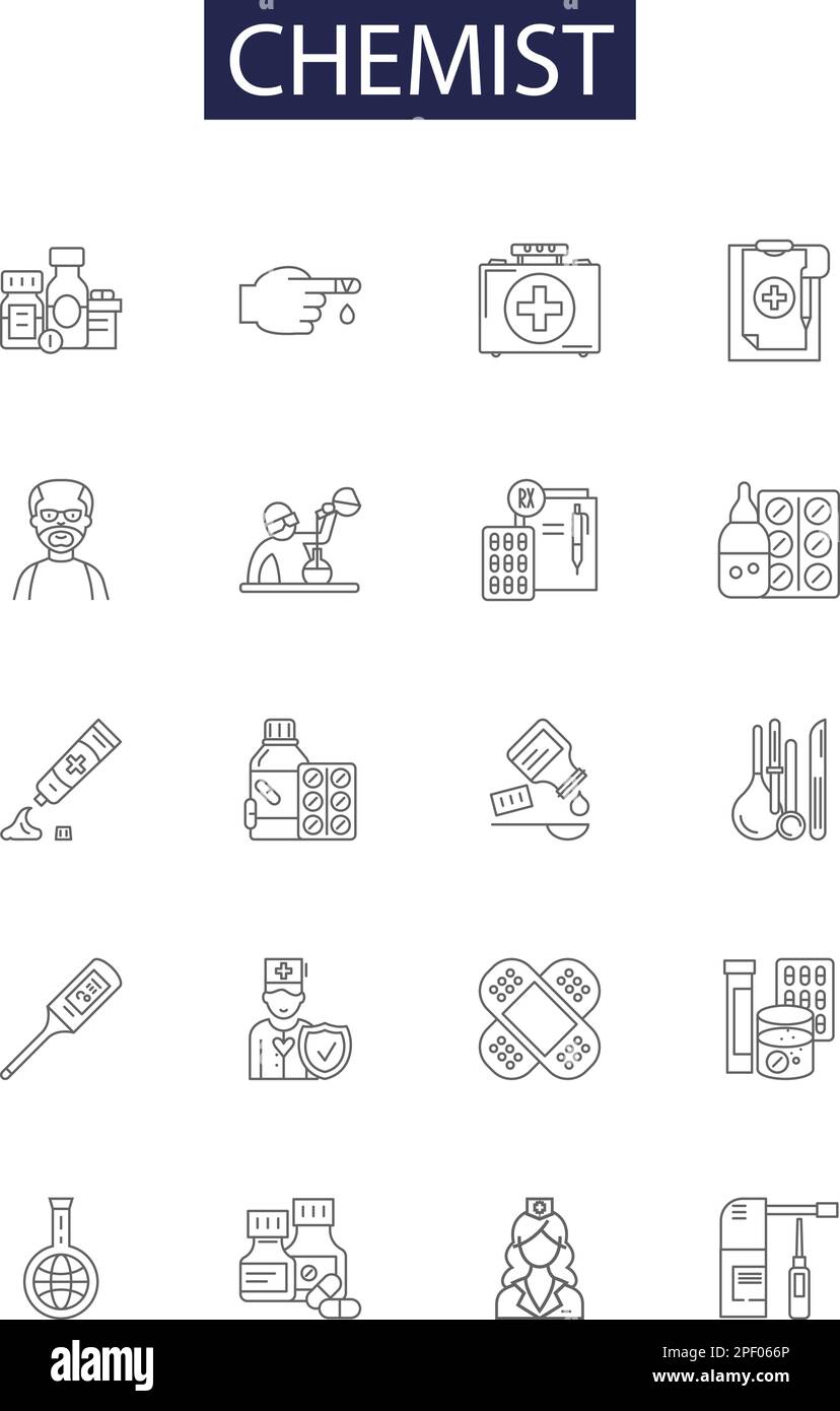 Chemist line vector icons and signs. pharmacist, apothecary, formulator ...