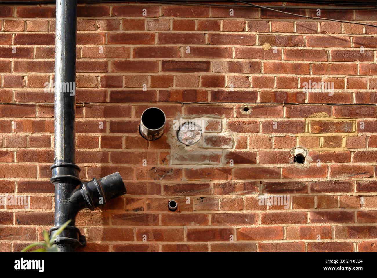 Work in progress in domestic house renovation with bathroom pipe ...
