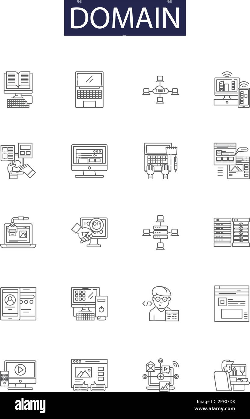 Domain line vector icons and signs. Website, Registration, Internet, IP ...