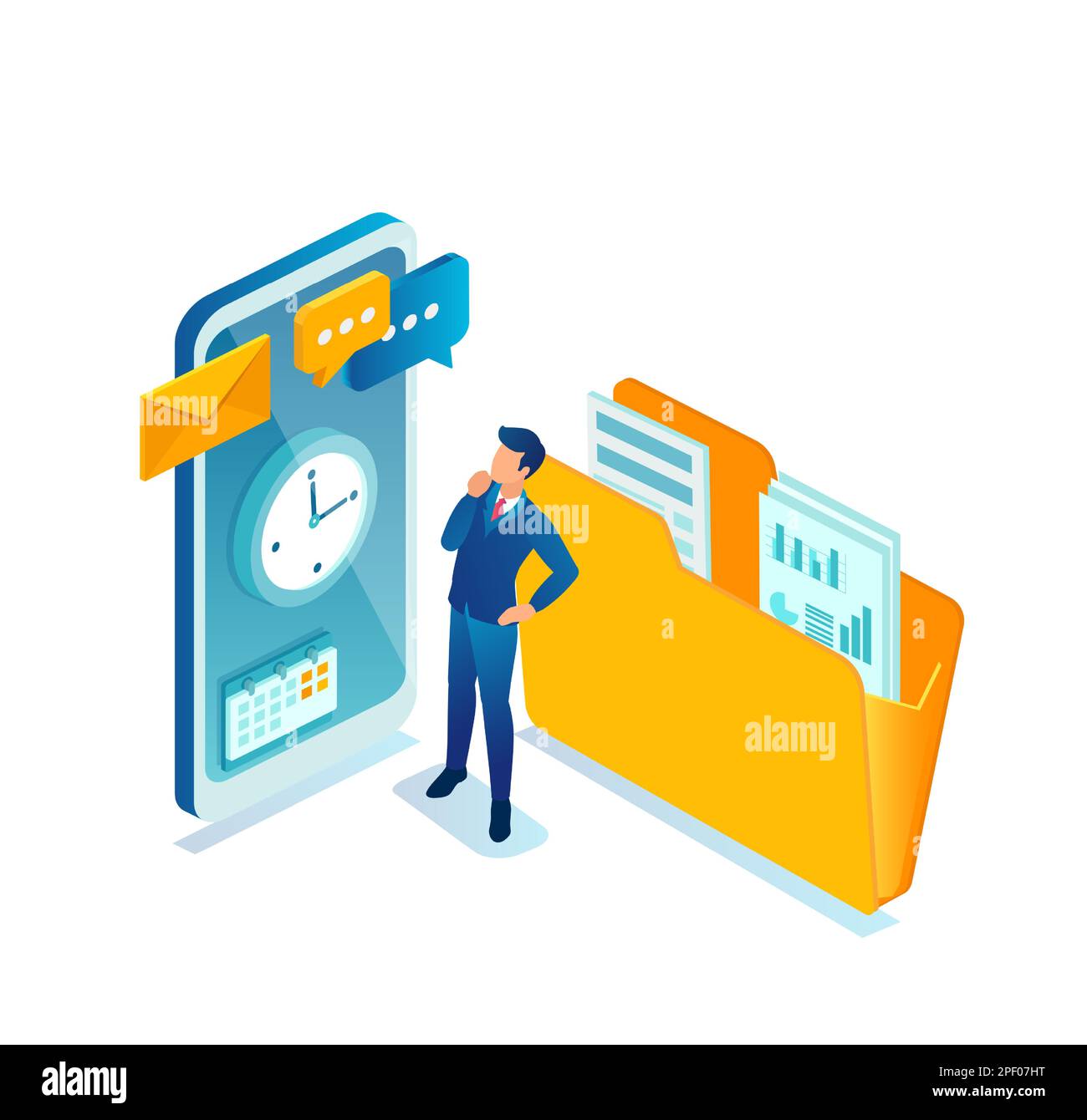 Vector of a busy business man managing his time efficiently Stock ...