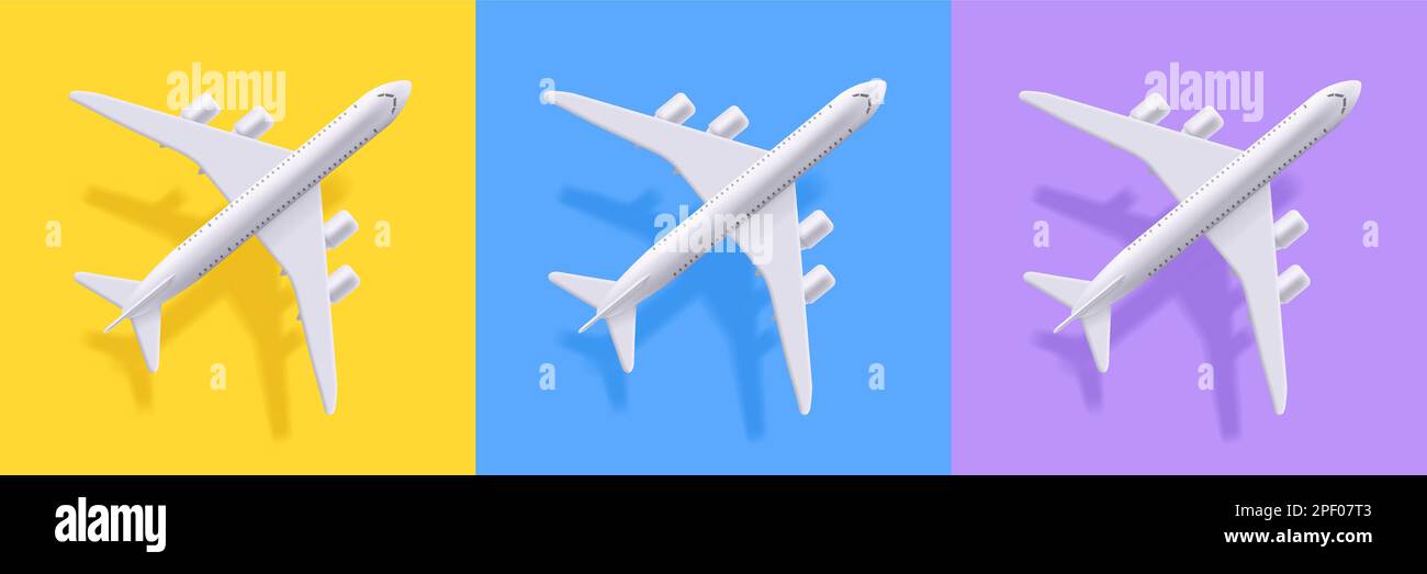 White commercial passenger airplane jet top view realistic vector ...
