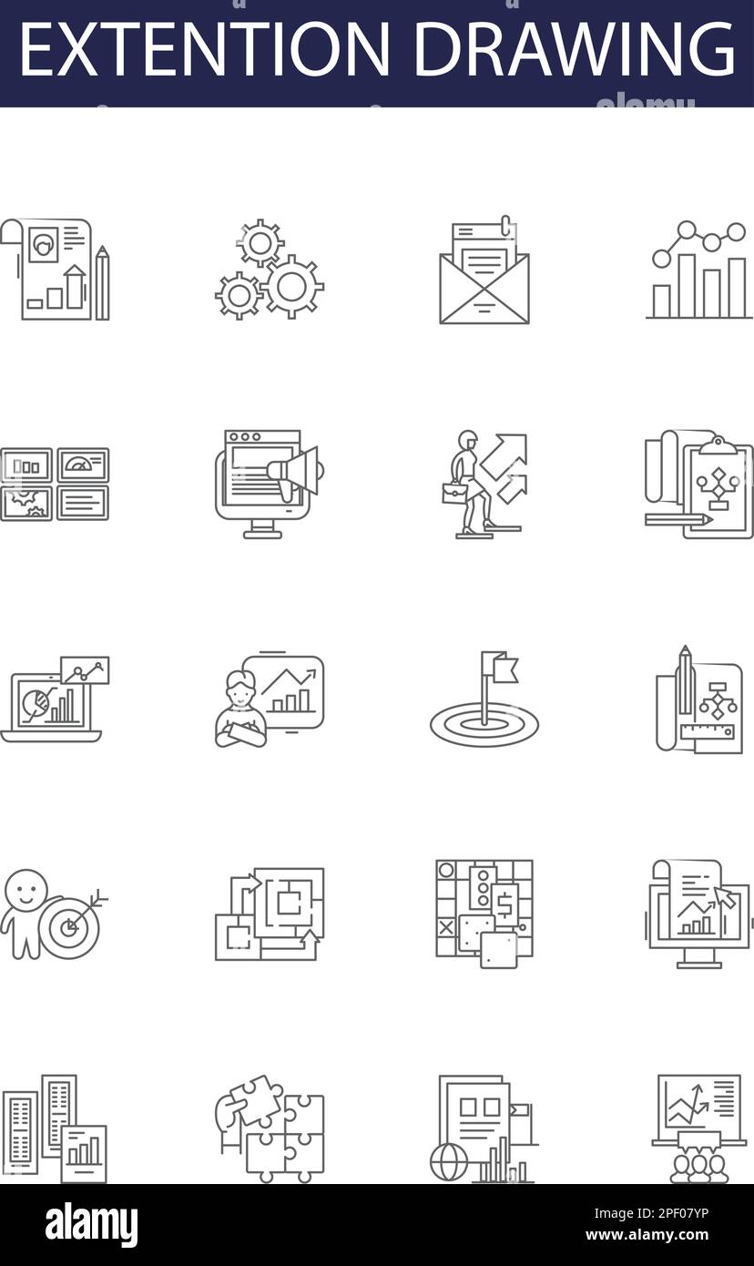 Extention drawing line vector icons and signs. Drawing, Sketch, Trace, Outline, Illustrate ...