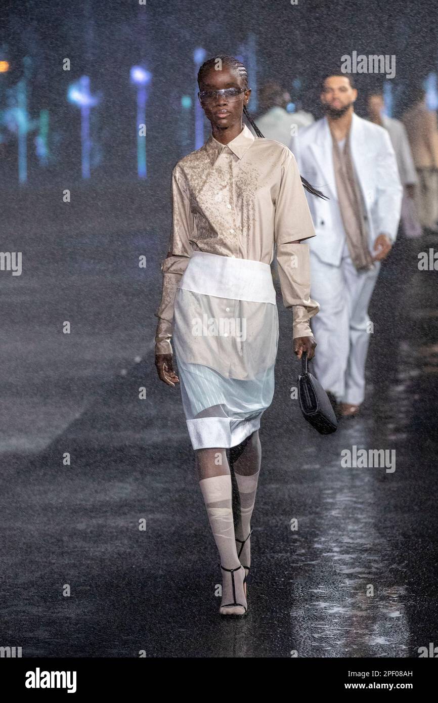Miami, USA. 15th Mar, 2023. A model walks on the runway at the Hugo ...