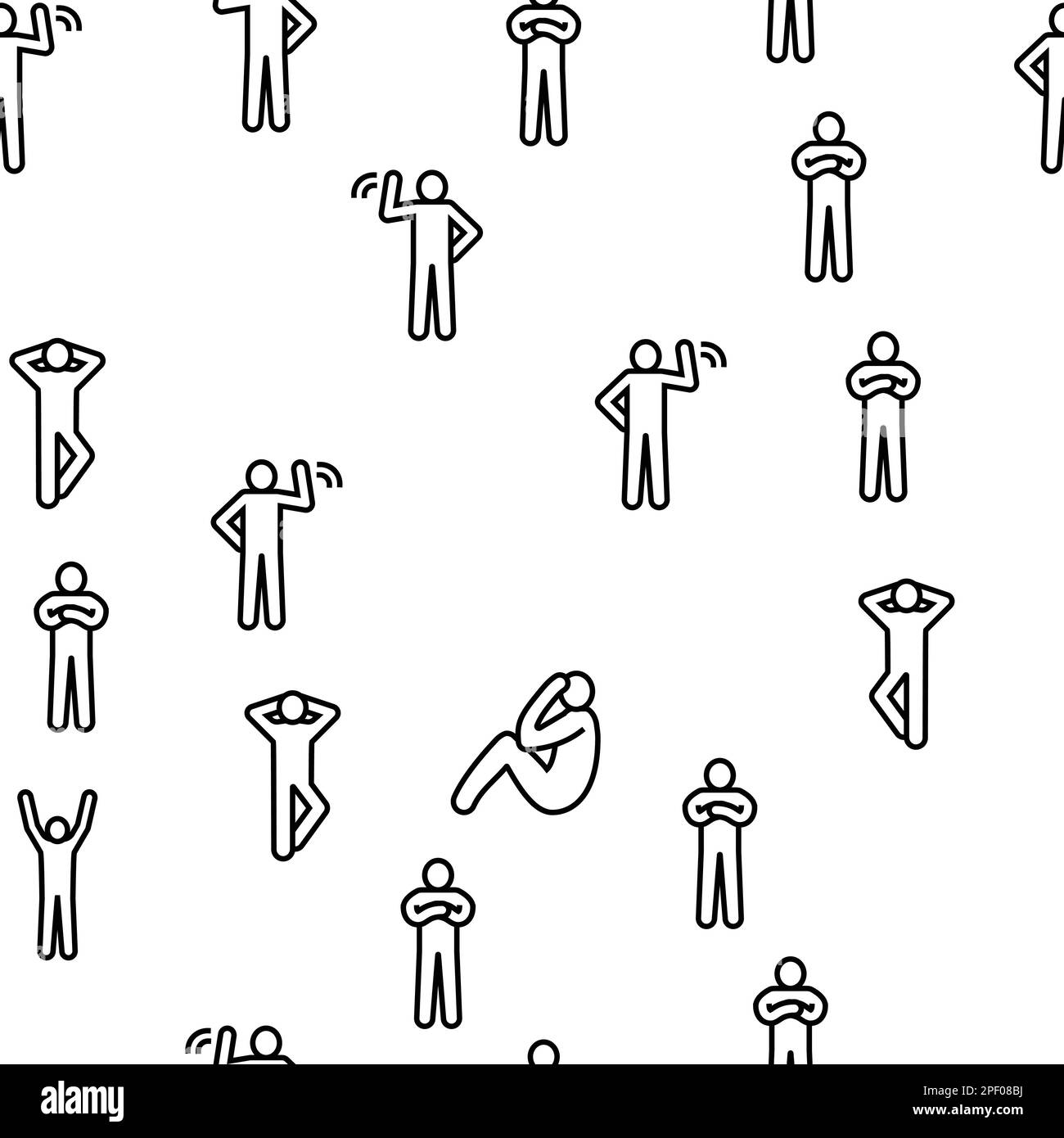 stickman man people silhouette vector seamless pattern Stock Vector ...