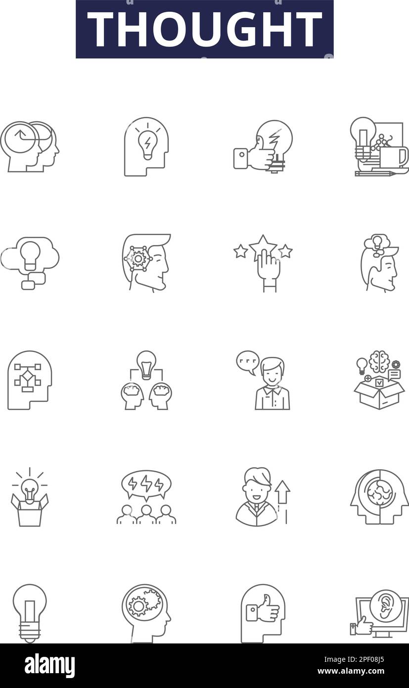 Thought line vector icons and signs. Reflexion, Introspection, Idea ...
