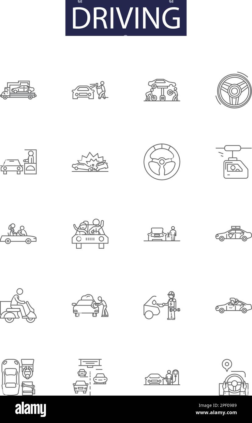 Driving line vector icons and signs. Traversing, Maneuvering ...