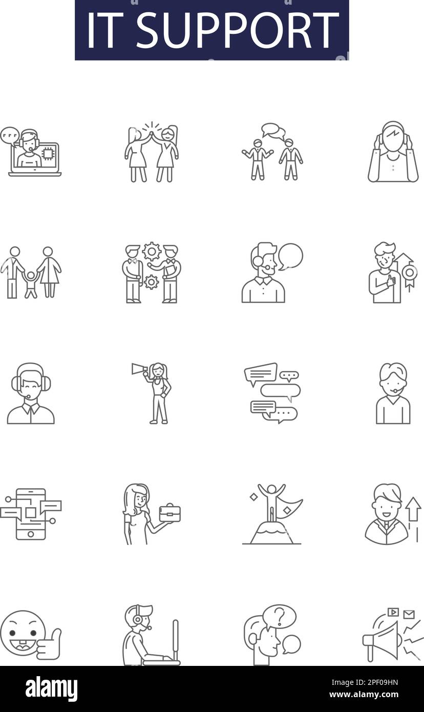 It support line vector icons and signs. Assistance, Troubleshooting ... It support line vector icons and signs. Assistance, Troubleshooting ...