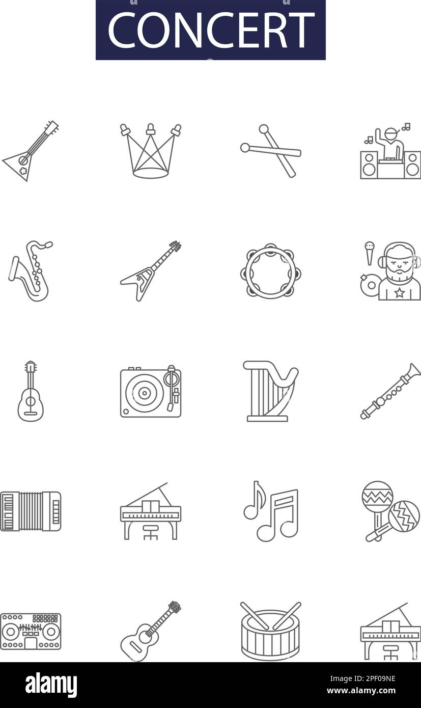 Concert line vector icons and signs. Gig, Show, Event, Performance ...