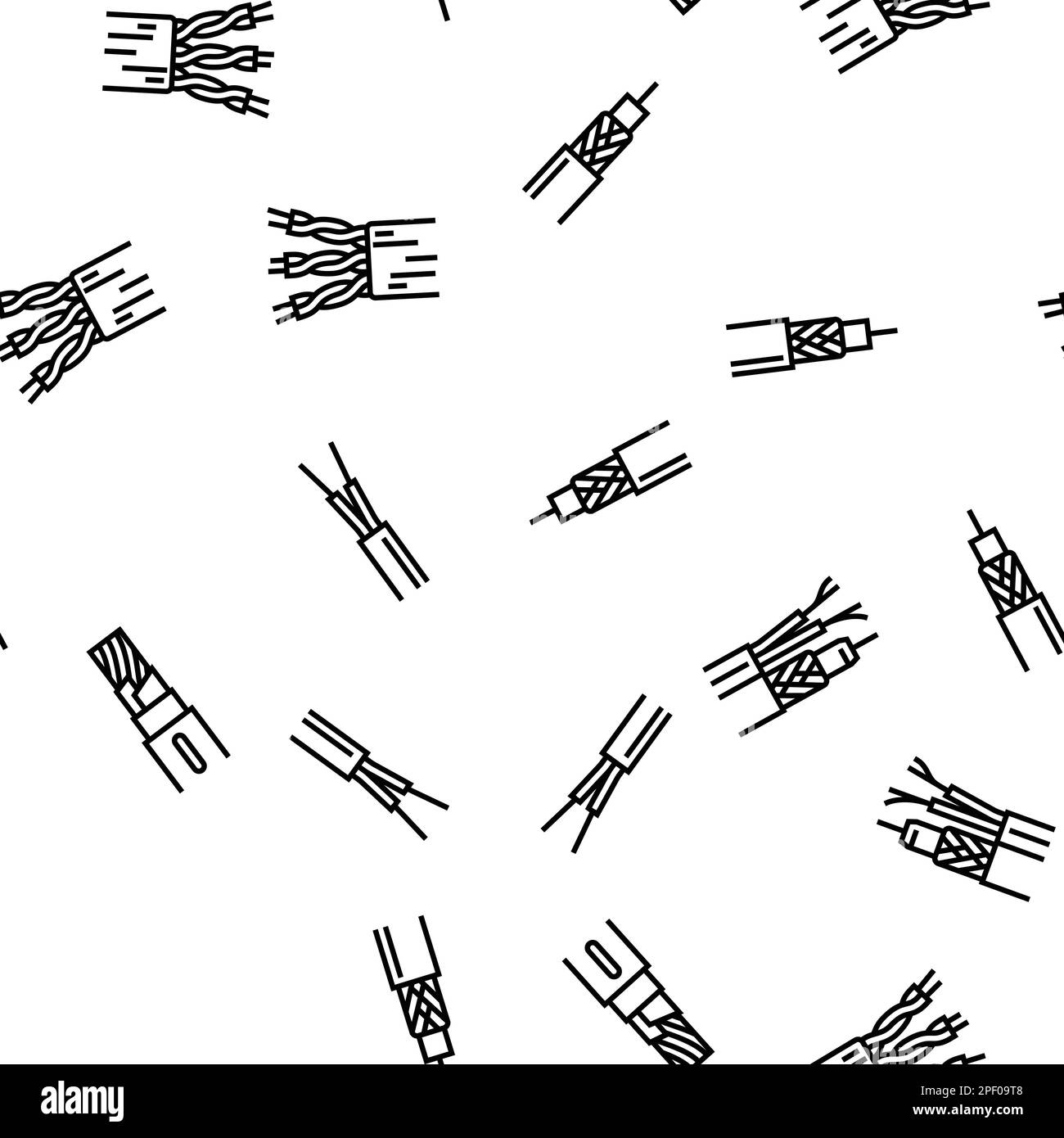 Wire Cable Technology Connection Vector Seamless Pattern Stock Vector