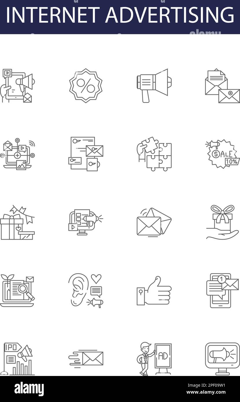 Internet advertising line vector icons and signs. Advertising, Internet ... Internet advertising line vector icons and signs. Advertising, Internet ...