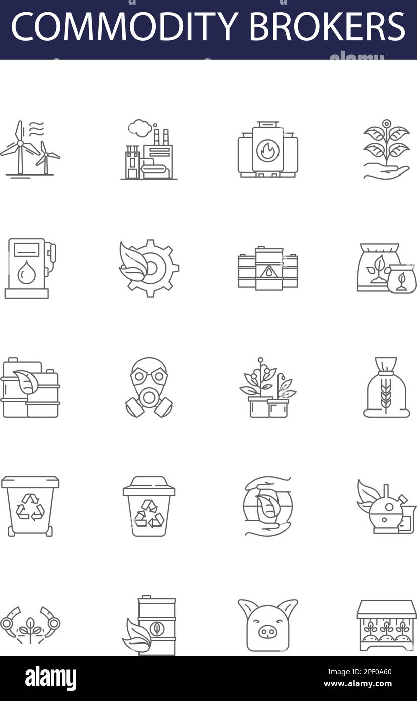 Commodity brokers line vector icons and signs. Brokers, Trading, Agents ...